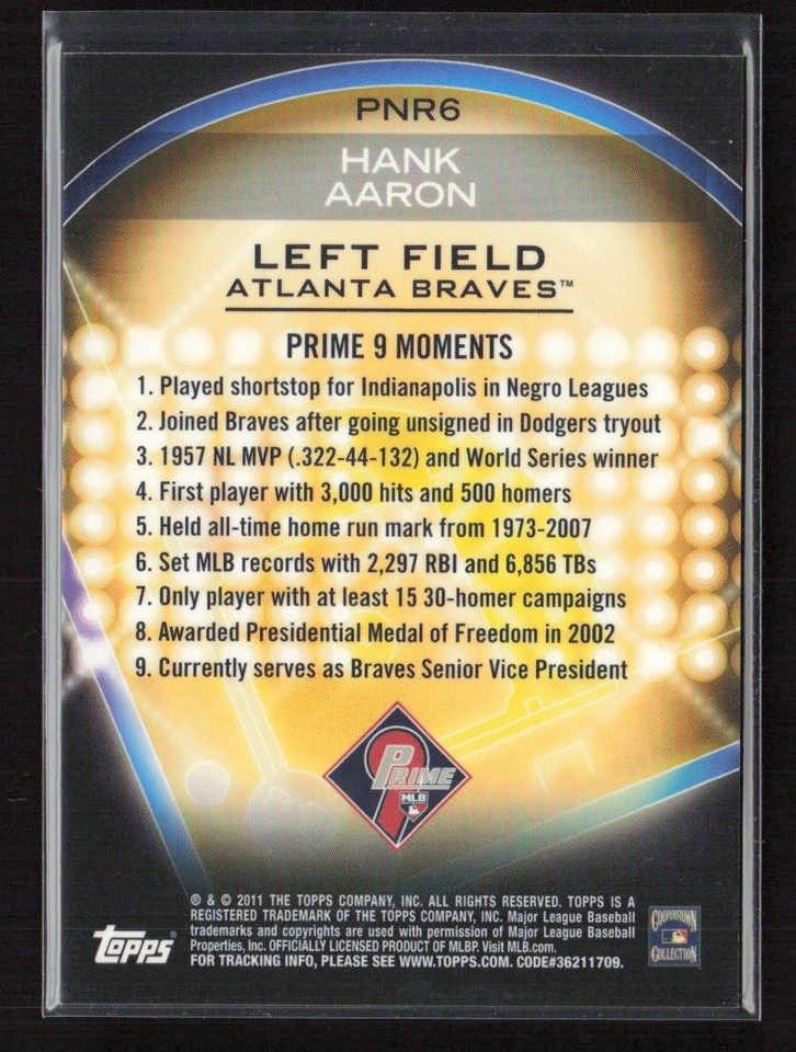 2011 Topps #PNR6 Hank Aaron Prime 9 Player of the Week Refractors | eBay