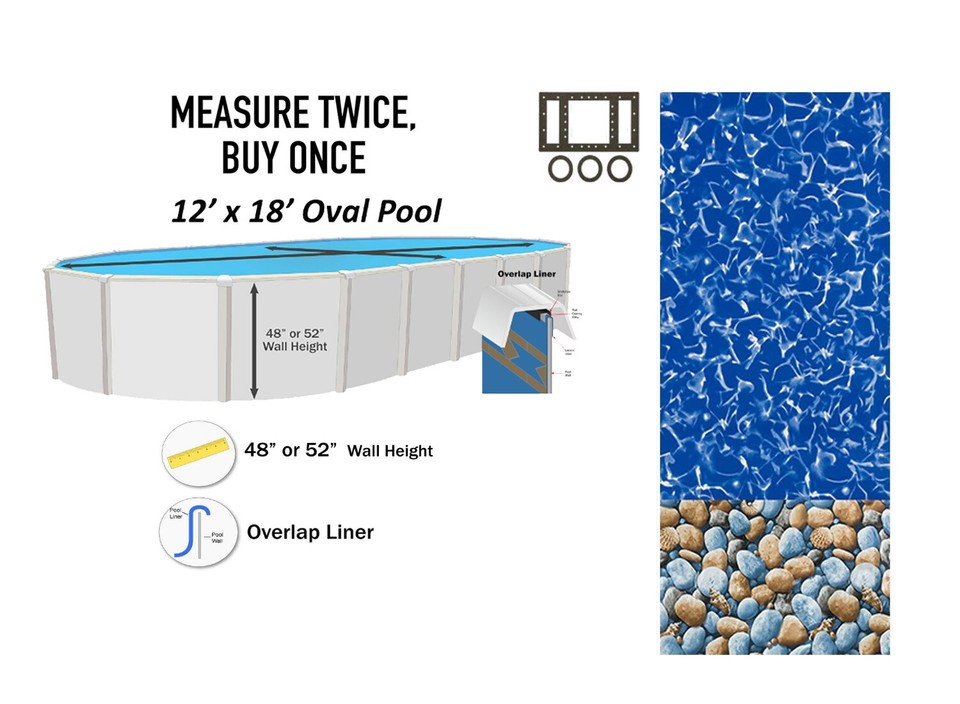 12' x 18' Oval Overlap Above Ground Swimming Pool Liners - 48" / 52 ...