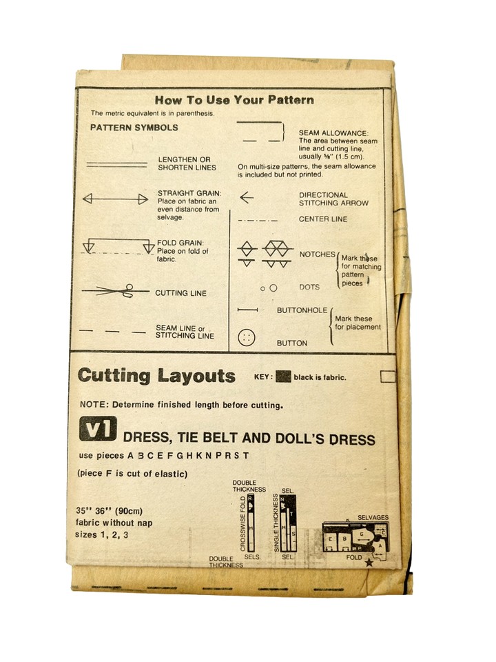 Vintage 80s UNCUT Sewing Pattern Size 2T Simplicity # 5354 Dress & Doll ...