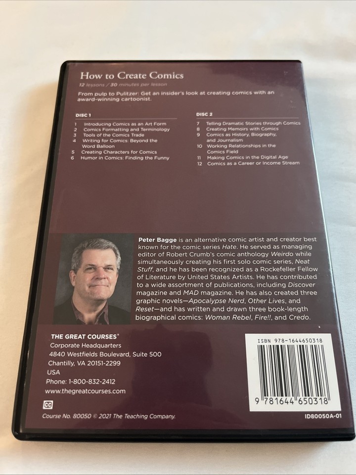 The Great Courses: How to Create Comics by Cartoonist Peter Bagge 2 DVD ...