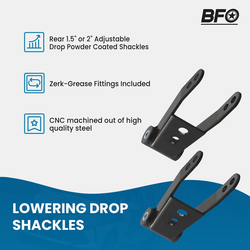 2" Drop Lowering Shackles Leveling Kit For Dodge Ram 2500 3500 2WD 4WD ...