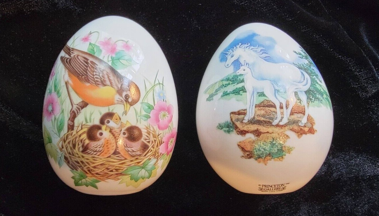 Glass Egg X2 Decorative Collectible Avon Birds Princeton Gallery ...