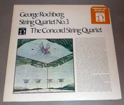 CONCORD STRING QUARTET LP George Rochberg No.3 - Nonesuch 71283 (1973 ...