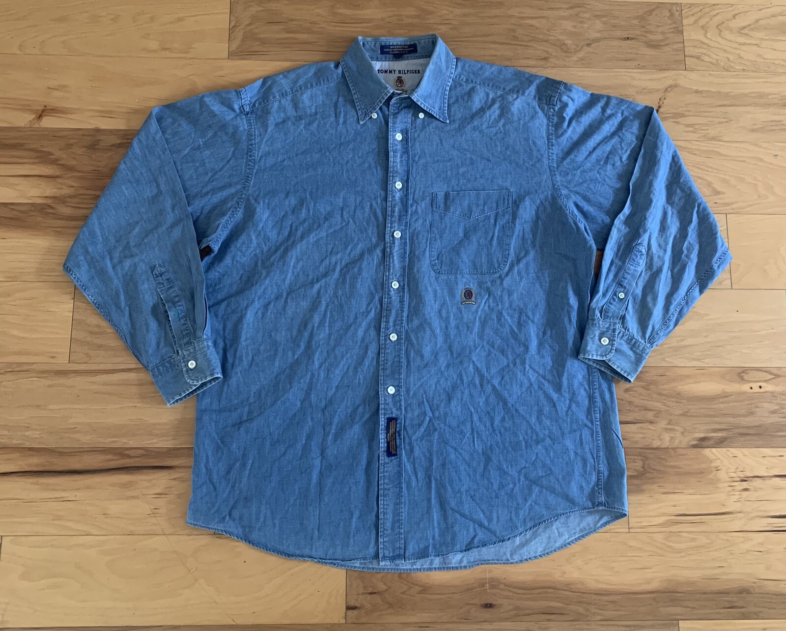 Tommy Hilfiger Men's Blue Jean Button Down Long Sleev… - Gem