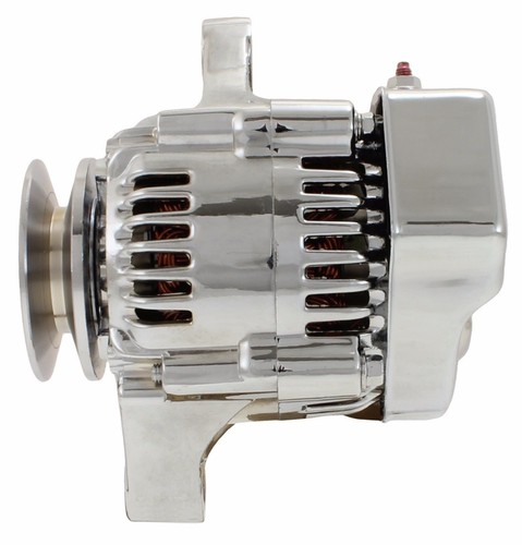 New CHROME Mini Alternator fits Street Rod Race Denso 70 Amp 12V Self ...