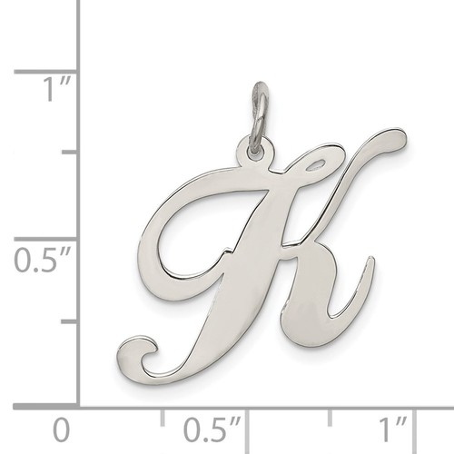 Sterling Silver Rhodium-plated Fancy Script Letter K Initial Charm ...