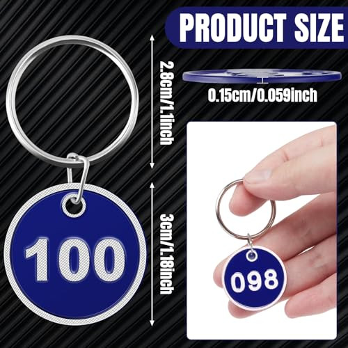 1-100 Numbered Key Tags Round ID Aluminum Alloy Metal Number Tags ...