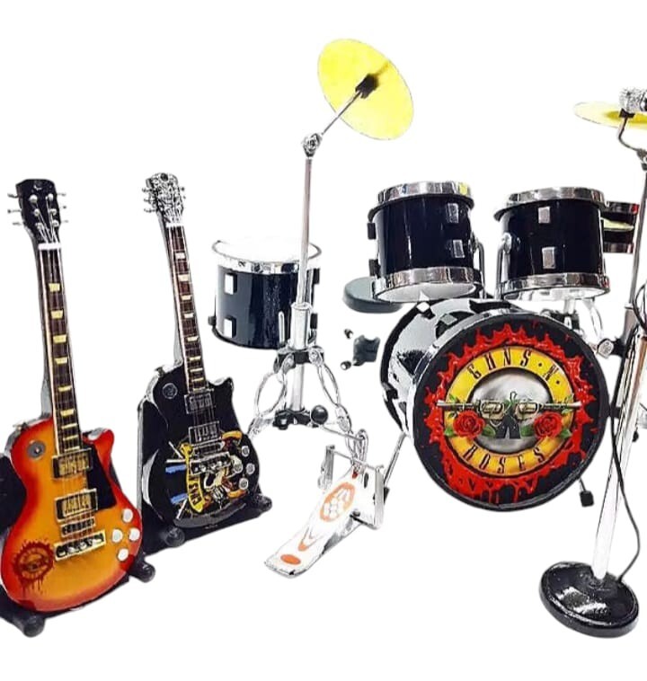Miniature Guitar, Bass & Drum Set Guns N' Roses Musical Instruments ...