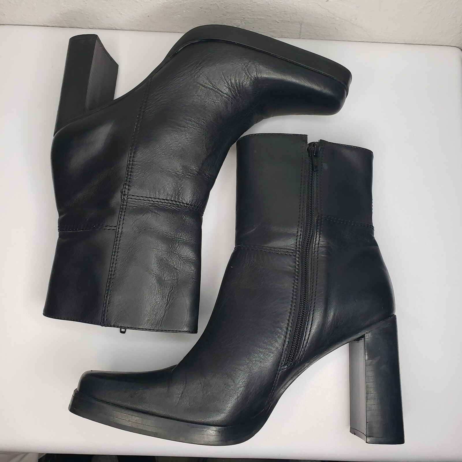 Candies Vintage 90 Y2K Black Platform Leather Heeled… - Gem