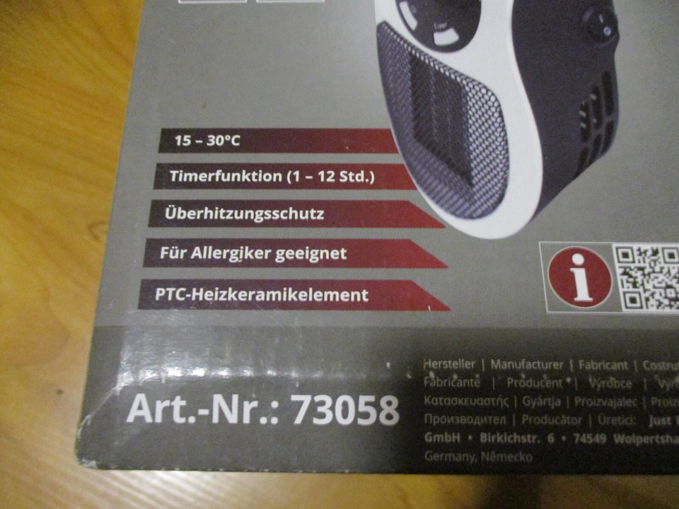 VINTEC Mobiler Heizlüfter VT 500N Timer Heizer Heizgerät Heizung ...