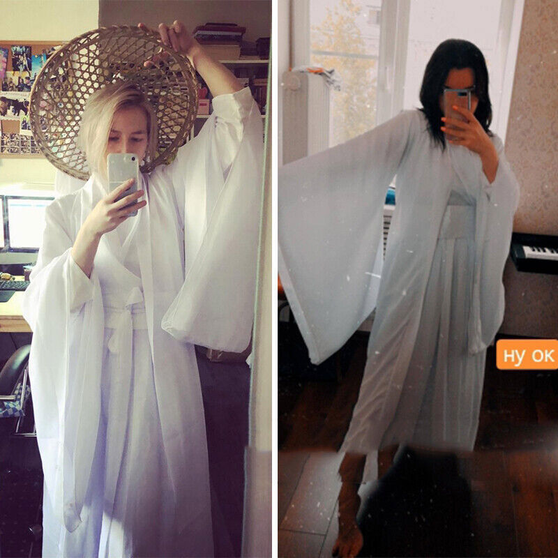 TGCF Tian Guan Ci Fu Xie Lian Cos Costume Bamboo Hat White Hanfu Dress ...