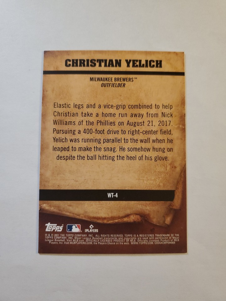 2021 Topps Big League Wanted Christian Yelich # WT-4 Milwaukee Brewers ...
