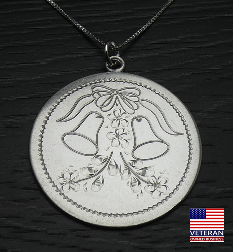 Vintage Sterling Silver Large Christmas Bells Round Pendant Box ...