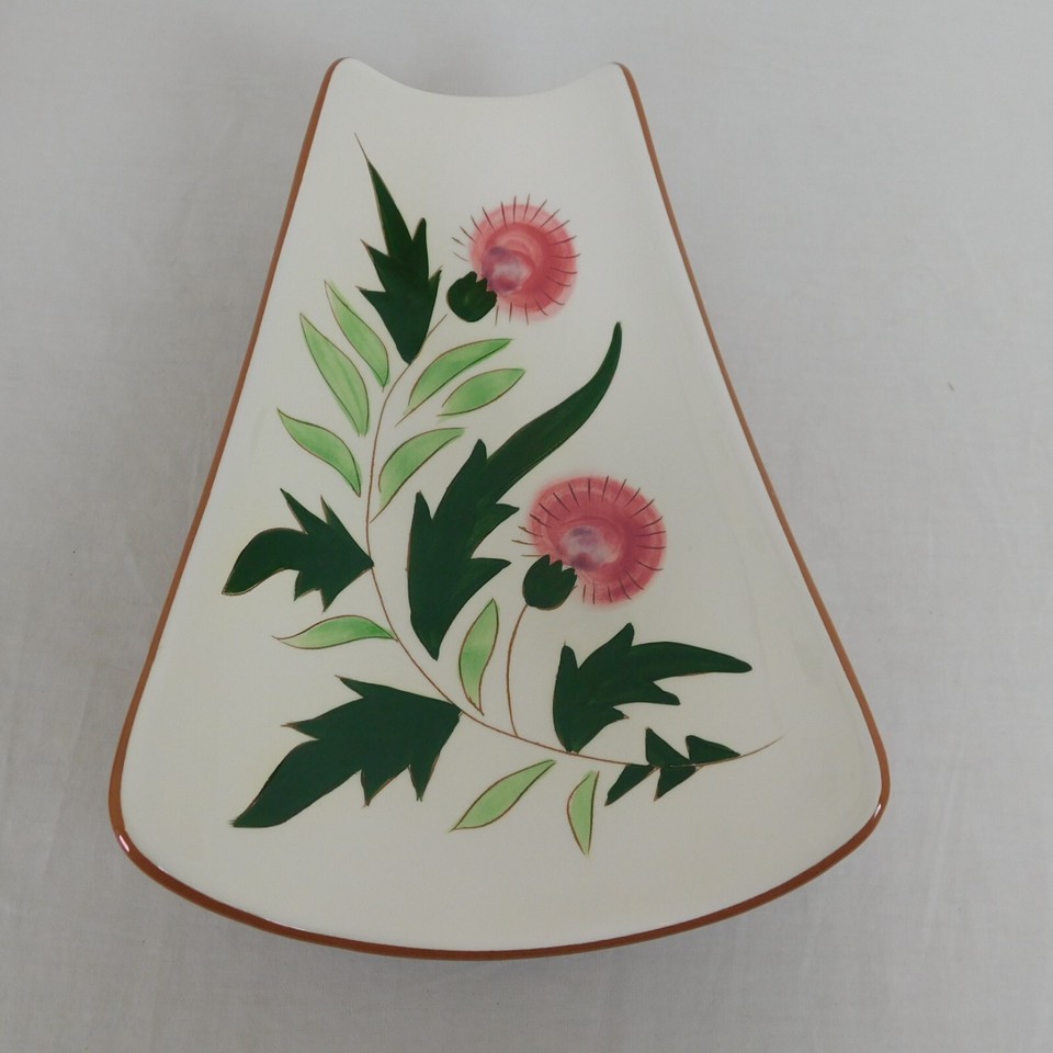 Stangl Pottery Thistle Pattern Footed Relish Tray MCM White Pink Green ...