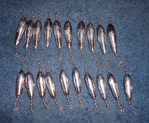 1OZ 1.5OZ INLINE TROLLING SINKERS WITH #6 BALL BEAD CHAIN SWIVELS | eBay