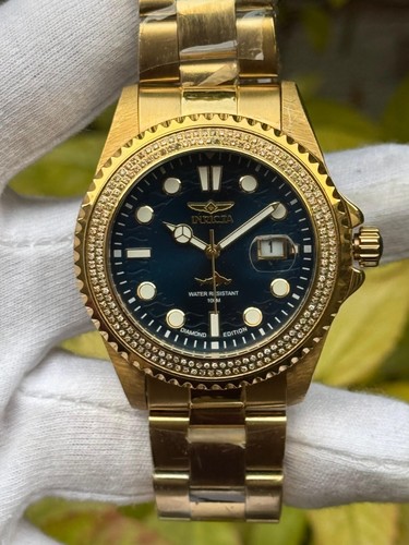 Rare invicta pro diver quartz Blue diamond bezel Watch 44MM | eBay