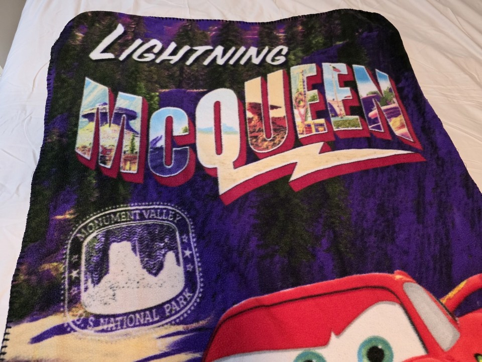 DISNEY PIXAR CARS Lightning McQueen Fleece Blanket Throw Northwest Cars ...