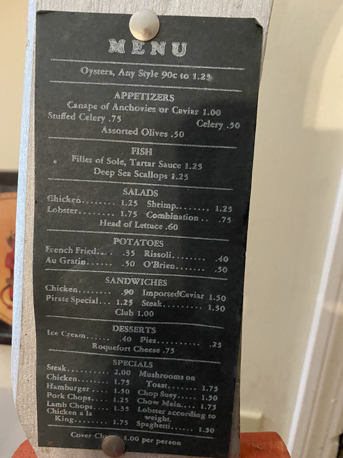 1940s Pirates Hole Folk Art Menu Sword Sign Diner Restaurant Nautical ...