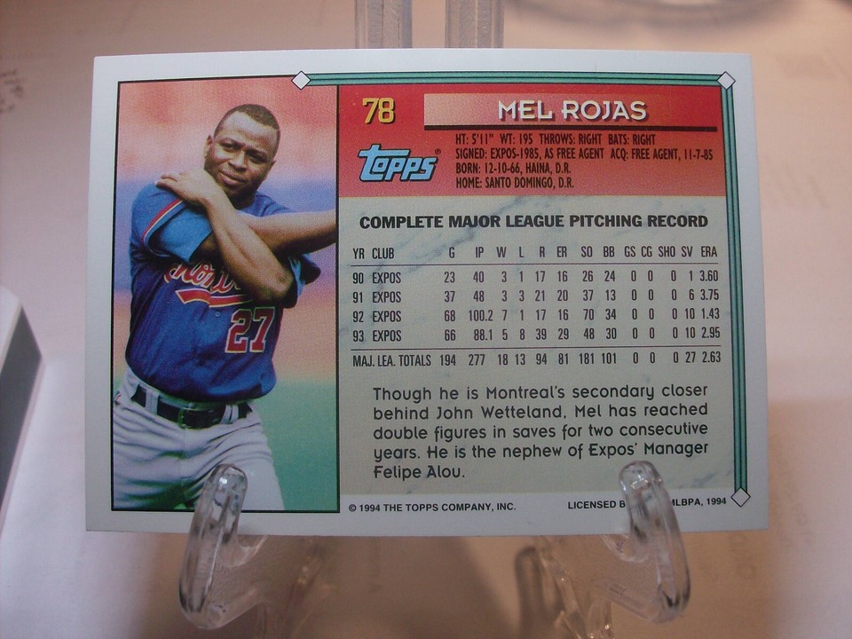 1994 Topps Gold #78 - Mel Rojas - Montreal Expos 94-356 | eBay