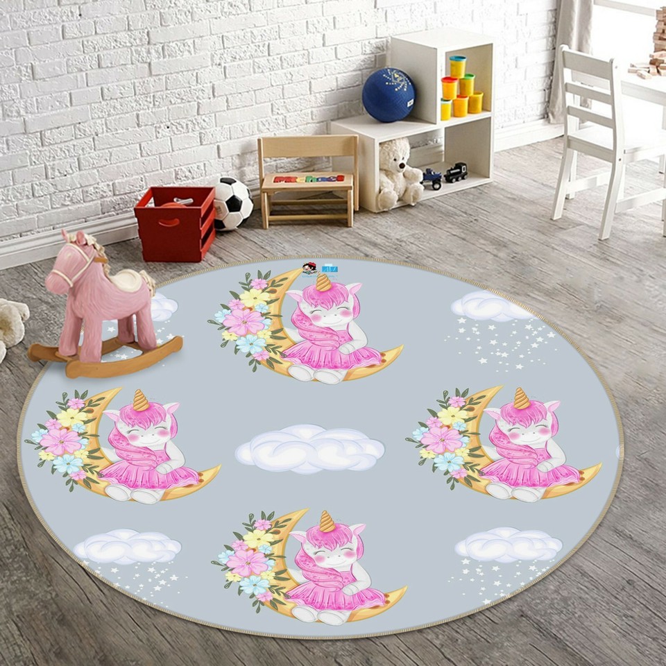 3D Pink Unicorn Moon Petal NA6317 Game Rug Mat Elegant Photo Carpet Mat ...