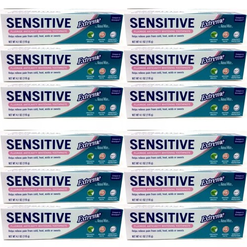 12X- Natural White SENSITIVE EXTREME Fluoride Anti-Cavity Whitening ...