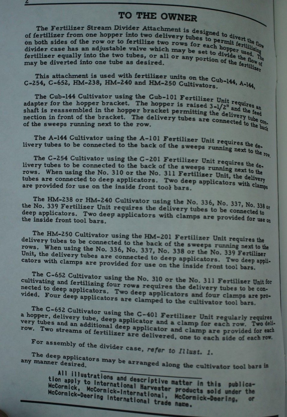 IH International Farmall Fertilize Side Dresser Stream Divider ...