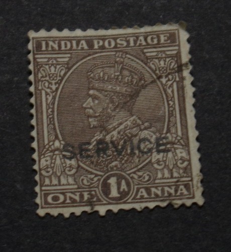 Vintage India Postage Stamp - ONE ANNA Stamp - Service Water Marked ...