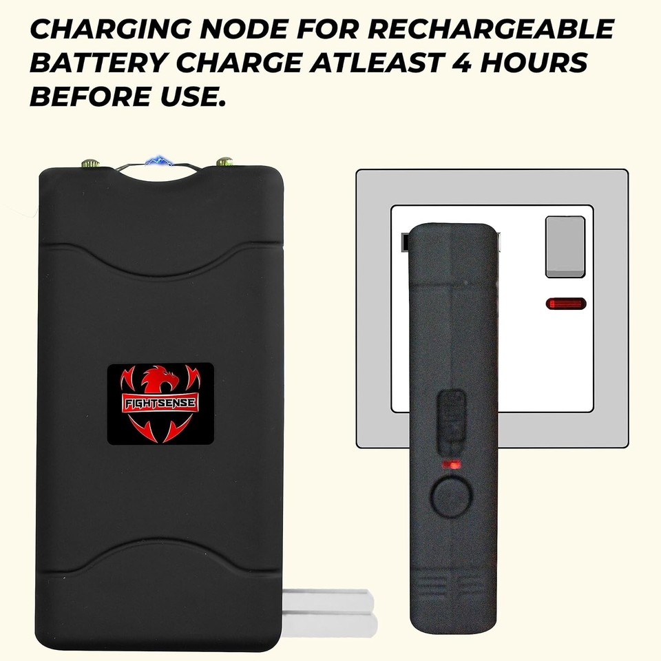 Self Defense Stun Gun with LED Flashlight & 10MV Max Power Rechargeable ...