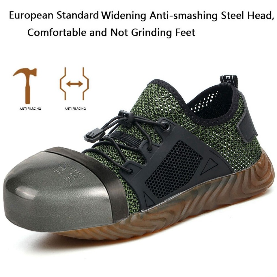 Mens Mesh Safety Shoes Steel Toe Work Boots Indestructible Lightweight ...