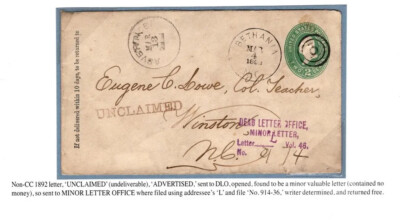 Bethany NC - Winston Entire Advertised Unclaimed Dead Letter Office ...