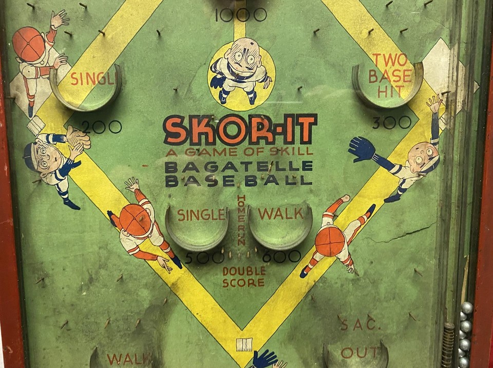 Vintage 1920s Skor-It Baseball Bagatelle Pinball Game Toy Northwestern ...