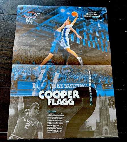 COOPER FLAGG ROOKIE RARE POSTER Sports Illustrated SI for Kids DUKE ...