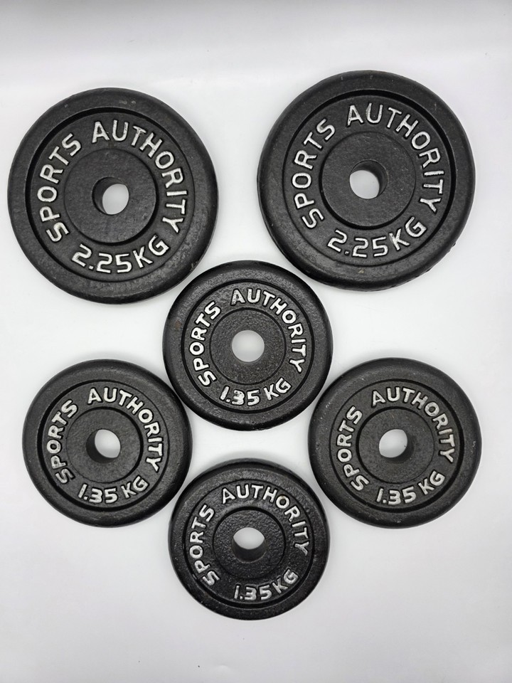 6X Sports Authority Barbell Weight Plates Two 5 LB/Four 3 LB (22LB TTL ...