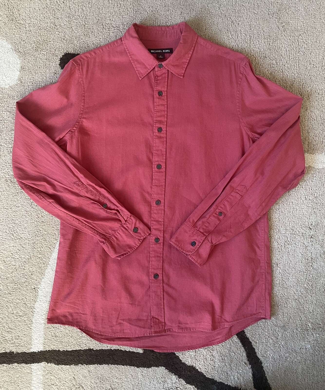 Michael Kors LINEN BLEND Mens Dress Shirt M Medium RE… - Gem