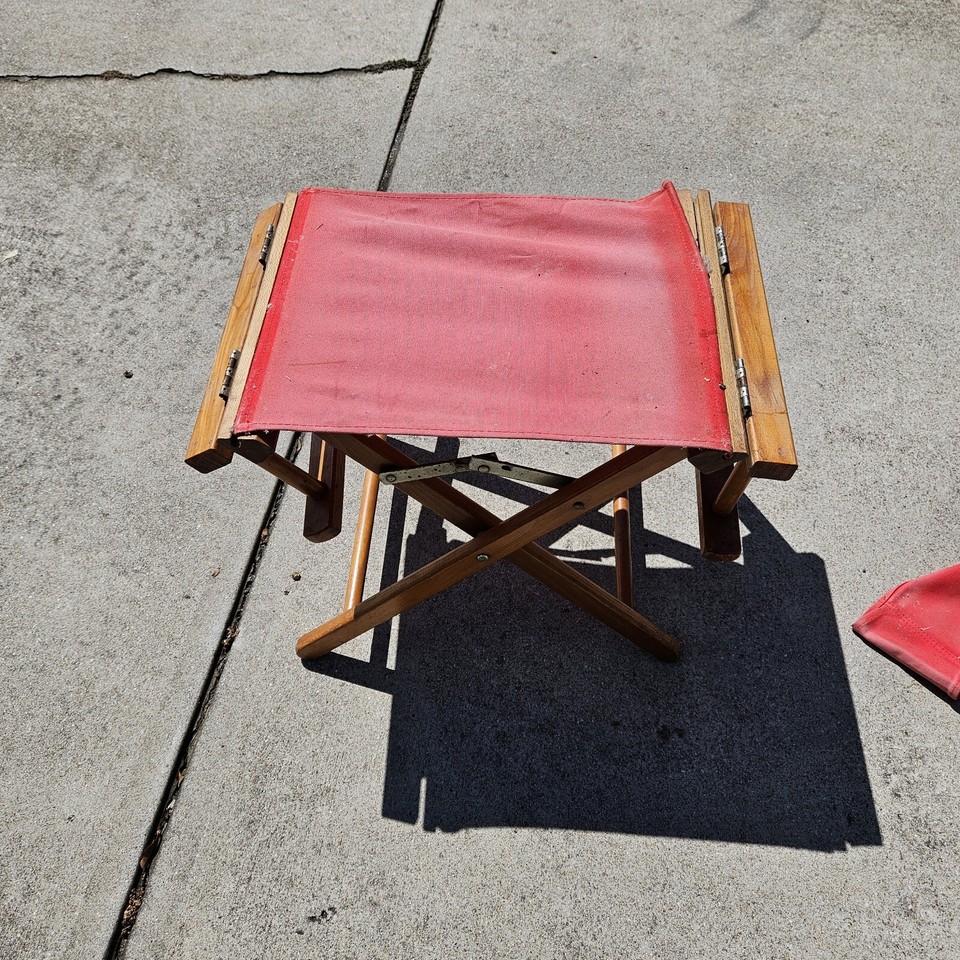 Vintage Wooden Frame Folding Directors Chairs Commander Red | eBay