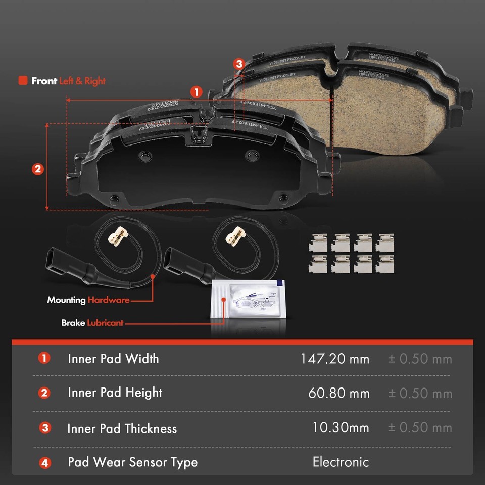 4x Front LH & RH Ceramic Brake Pads for Ford Transit-150 Transit-250 ...