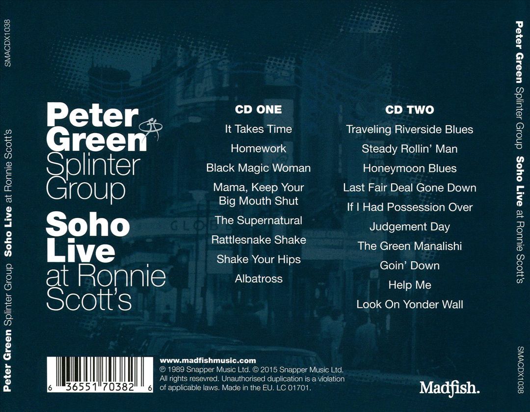 PETER GREEN SPLINTER GROUP SOHO: LIVE AT RONNIE SCOTT'S NEW CD ...