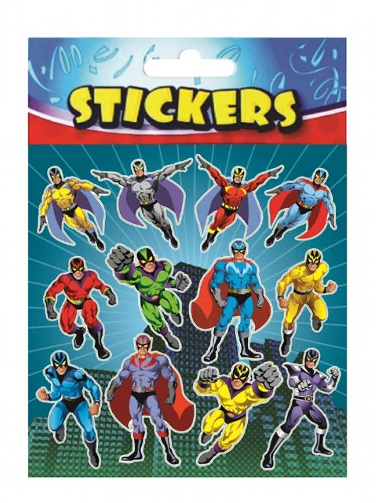 Pack of 12 Super Hero stickers Sheets Kids Party Bag Fillers Theme ...