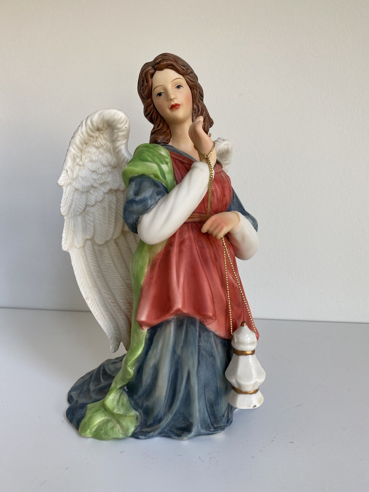 Ceramic Angel Kneeling Holding Lantern Figurine - Tilted Head - O’Well ...