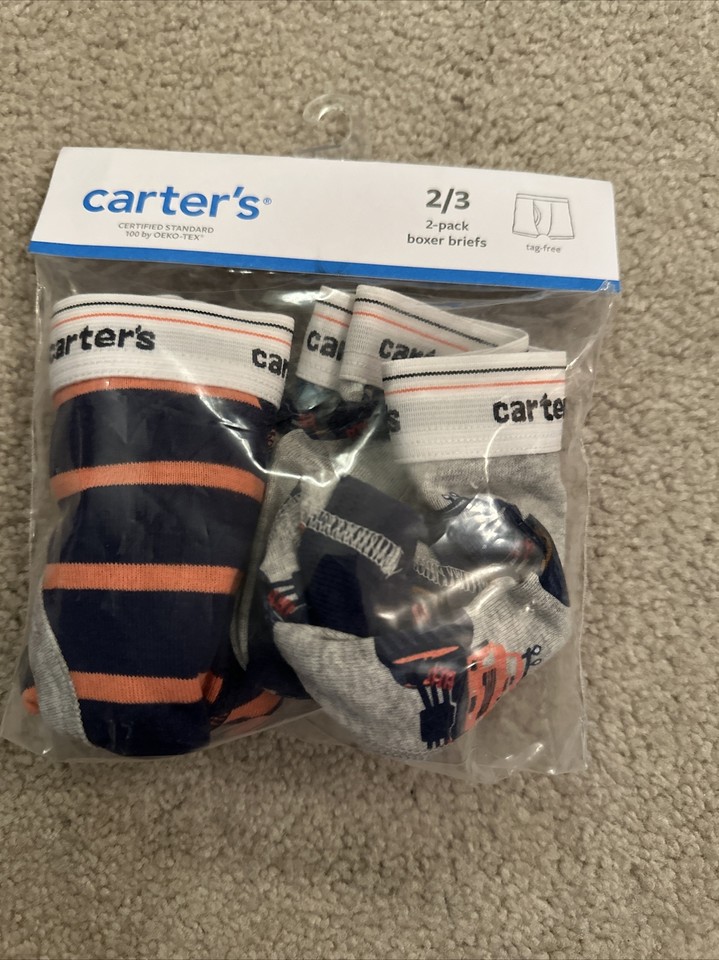 Carter's Toddler Boys Size 2/3 Truck Print Stripe 2-Pack Cotton Boxer ...