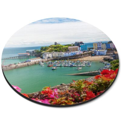 Round Mouse Mat Beautiful Tenby Harbour Wales #50220 | eBay