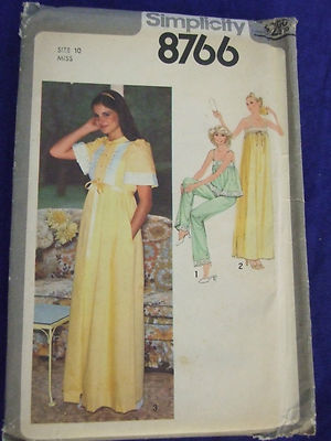UNCUT VINTAGE 70S SIMPLICITY#8766 WOMEN SZ 10 B 32.5 NIGHTWEAR SEWING ...
