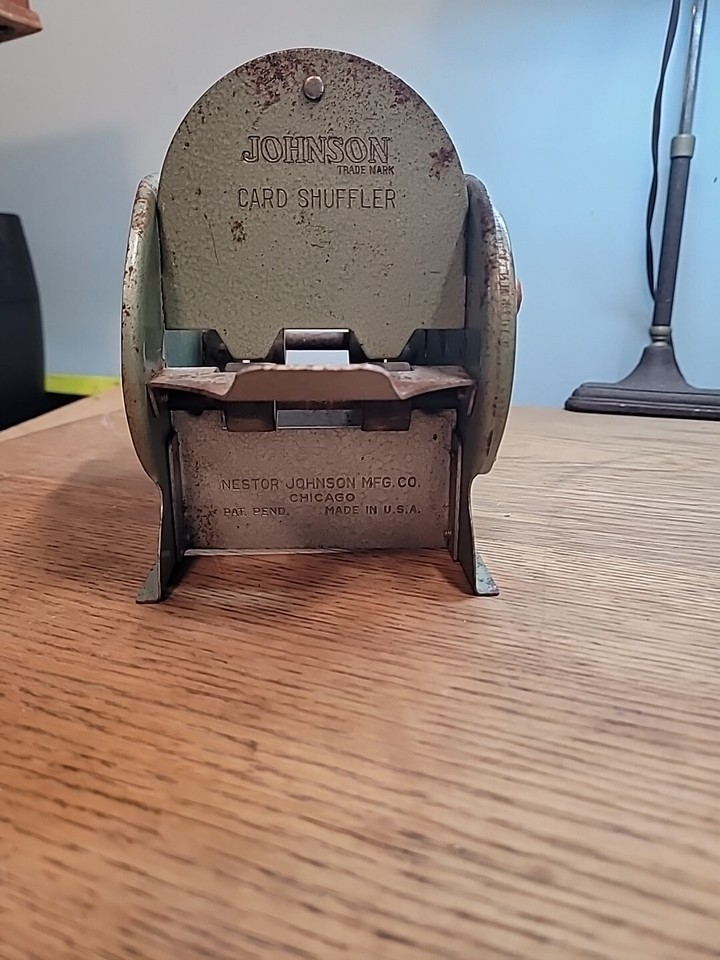 Vintage Nestor Johnson Card Shuffler 1950s Green Metal Wood Made In USA ...