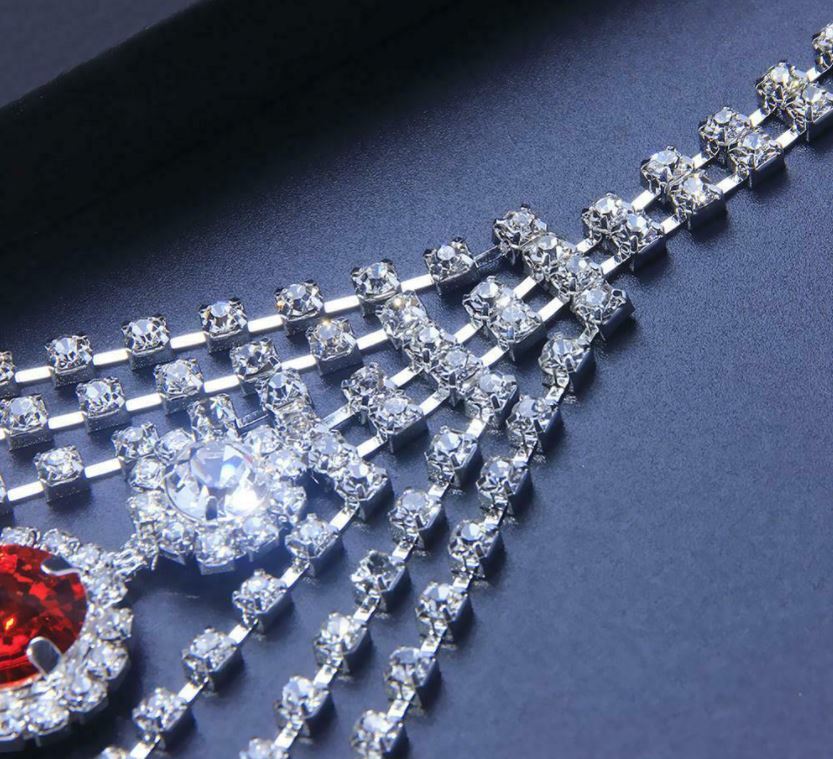 *NEW* Sexy Fashion Red Crystal Belly Chain Thong Rhinestone Bikini - US ...