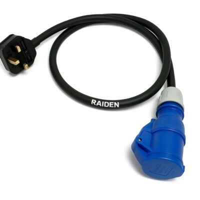 13A Plug to 16a Socket Adaptor Fly Lead 1.5mm H07RN-F Rubber Cable V ...