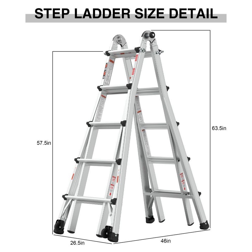 22 FT Portable Foldable Ladder Multifunctional Aluminum Alloy ...