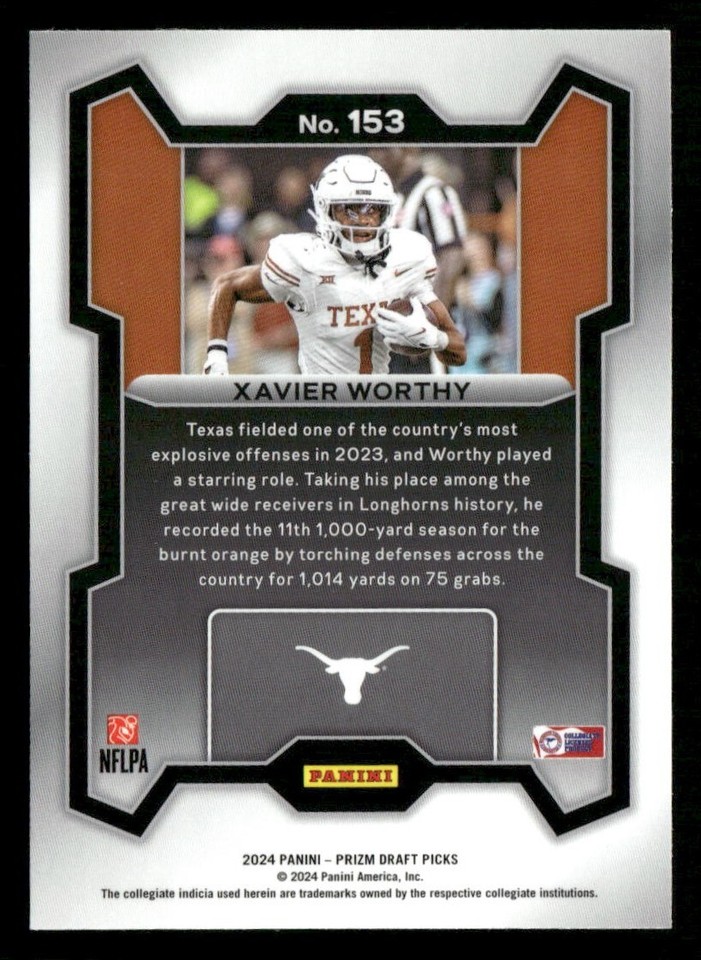 2024 Panini Prizm Draft Picks NFL - Xavier Worthy #153 RC Rookie Chiefs ...