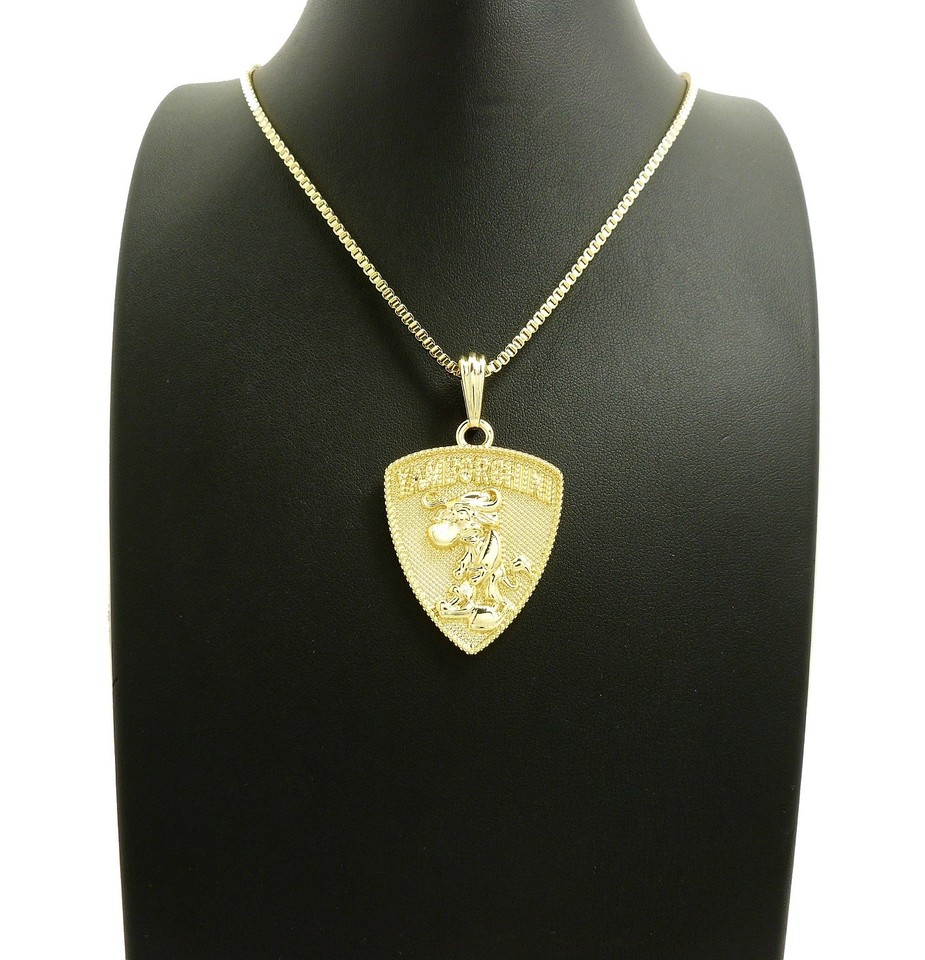 NEW YAMBORGHINI PENDANT & 24" BOX/CUBAN/ROPE CHAIN HIP HOP NECKLACES ...