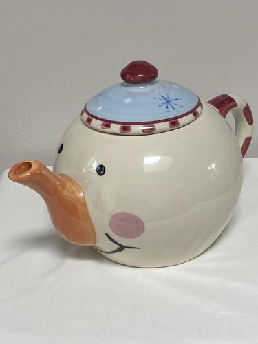 RARE Hartstone Pottery SNOW PEOPLE 48oz Teapot W/ Lid Snowman Blue ...