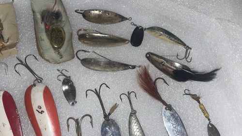 Huge Vintage Spoon Spinner Fishing Lure Lot Metal Antique Mepps Johnson ...
